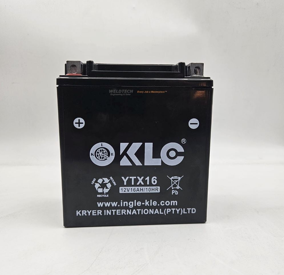 KLE YTX16 12V 16Ah/10HR Motorcycle Battery - Weldtech